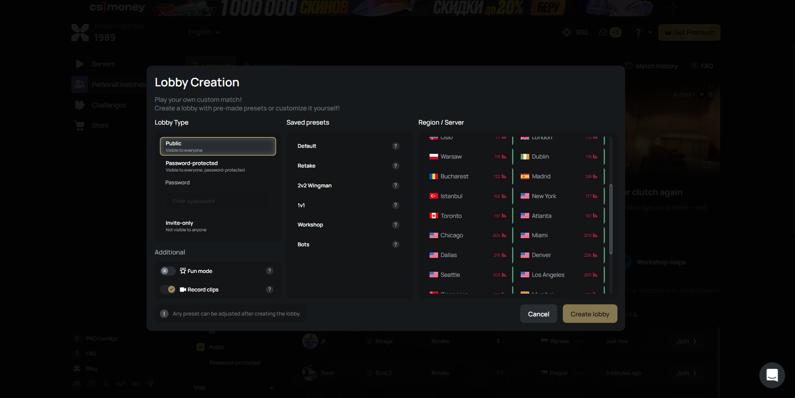 Custom Rules for Private Lobbies: Only HS, WH Rounds & More